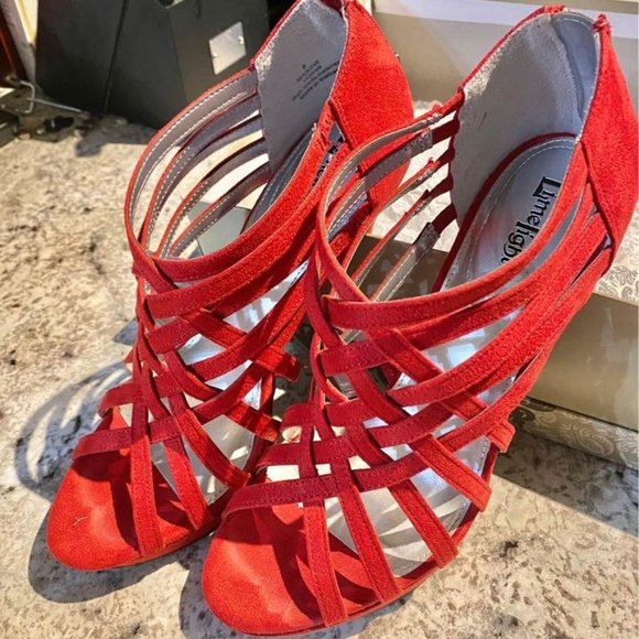 Limelight | Shoes | Red Suede Strappy Heels | Poshmark